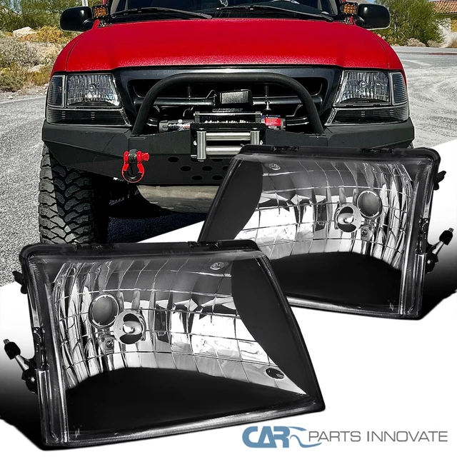FITS 98-00 FORD Ranger Pickup Euro Style Black Headlights Head Lights ...