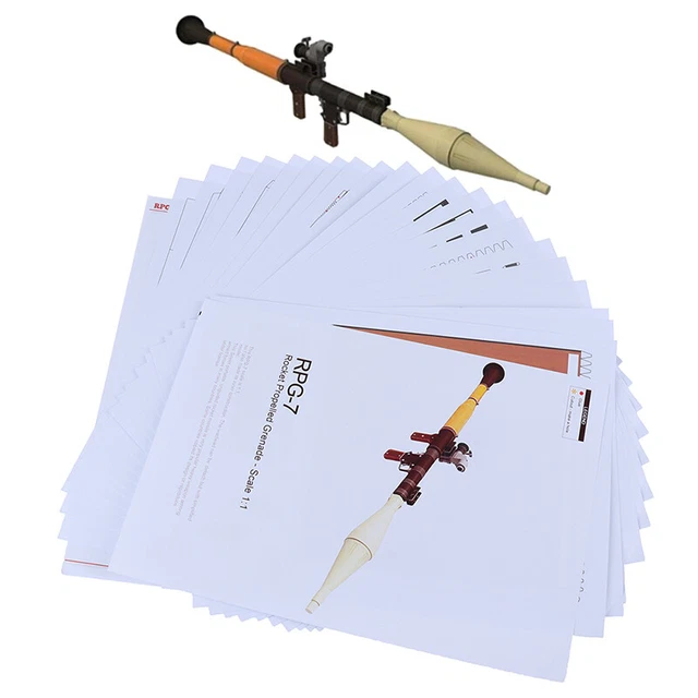 1/1 SCALE RPG-7 Rocket Bazooka Launcher 3D Paper Craft Model Puzzle Kit ...