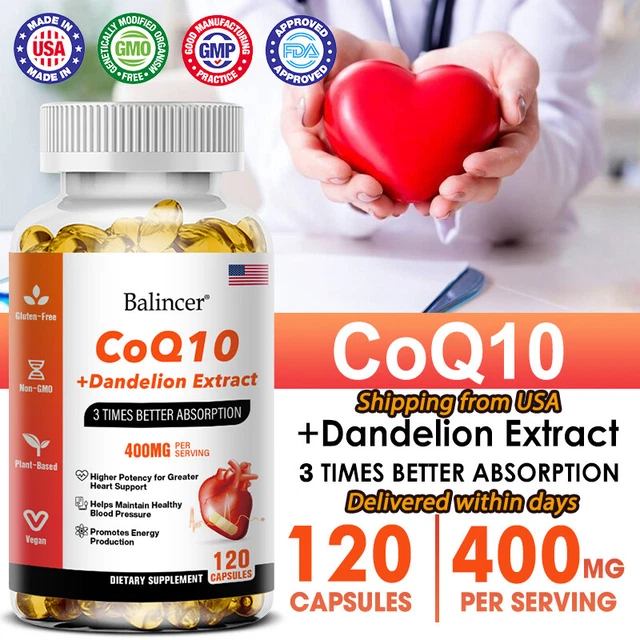 COENZYME Q-10 400MG Antioxidant, Heart Health Support, Increase Stamina ...