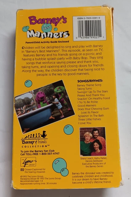 BARNEY - BARNEYS Best Manners (VHS, 1992) $17.96 - PicClick CA
