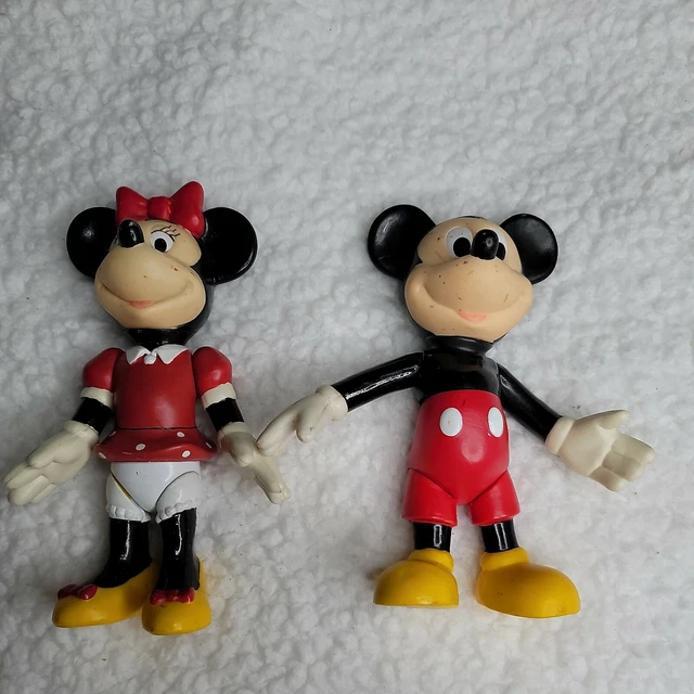 DISNEY VINTAGE MICKEY And Minnie Mouse Figure Plastic Rubber 7 ...