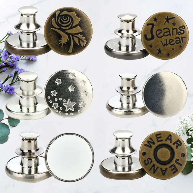 6 PCS PANTS Adjustment Jeans Button Pin Universal Buckles for ...