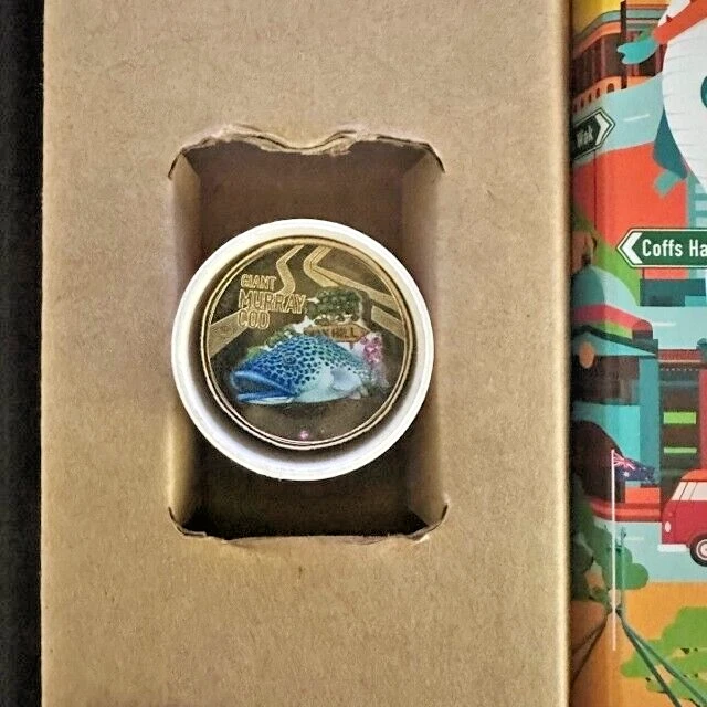 2023 AUSSIE BIG THINGS $1 (Giant Murray Cod COLOURED) 10 COIN SET WITH FOLDER EUR 258,43 ...