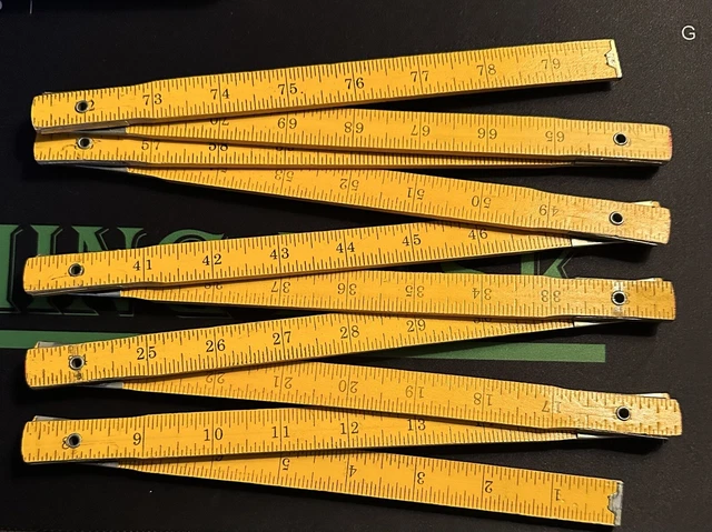 VINTAGE WOODEN 78& Folding Measuring Stick Extension Ruler Tape Measure ...