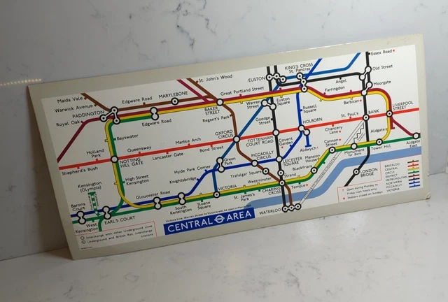 ORIGINAL 1968 LONDON Underground Line Diagram Map Stations Trafalgar Sq ...