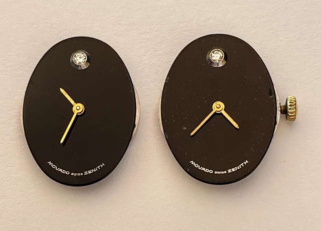VINTAGE MOVADO ZENITH movements Swiss diamond BLACK DIAL Parts or ...