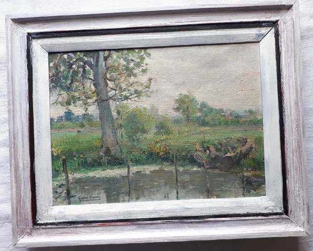 TABLEAU HUILE GASTON DUREL (1879-1954) Paysage Rivière 24 x 32 cm Cadre ...