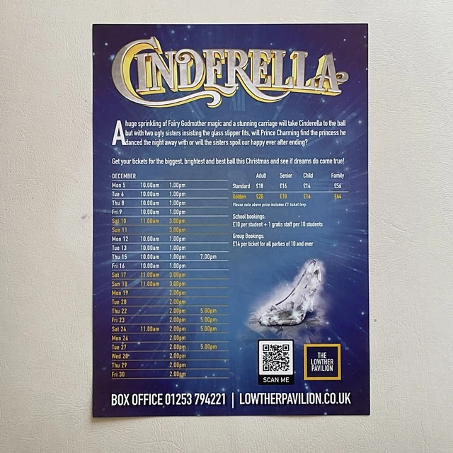 CINDERELLA PANTOMIME FLYER - PHA - Lowther Theatre - Dec 2022 £1.75 ...