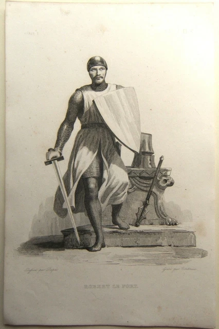 GRAVURE (V. 1860) PORTRAIT de Robert Le Fort, dynastie capétienne EUR ...