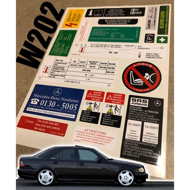 MERCEDES-BENZ W202 DECAL Set Stickers For All Models Engines Best ...