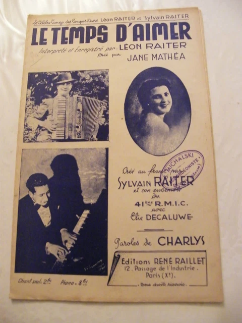 & SPARTITO TEMPO Di Amare Leon Raiter Mathea Jane Sylvain Raiter " EUR ...