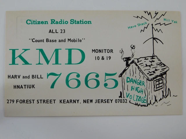 VINTAGE AMATEUR HAM Radio QSL Postcard Card - KMD 7665 - NEW JERSEY $9. ...