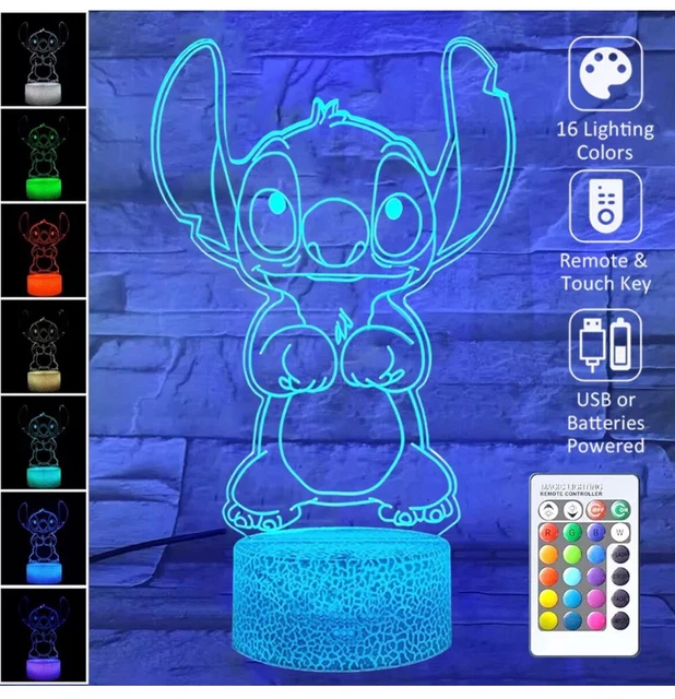 STITCH LILO AND STITCH 3D Acrylic LED 16 Colour Night Light Touch Table ...