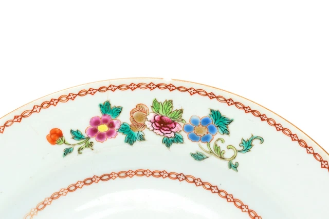 CHINESE QIANLONG PORCELAIN Plate Famille Rose Gilt European Aqua Birds ...