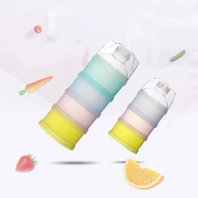 4 GRID PORTABLE Multi-Color Milk Powder Box Container for Toddlers Baby ...