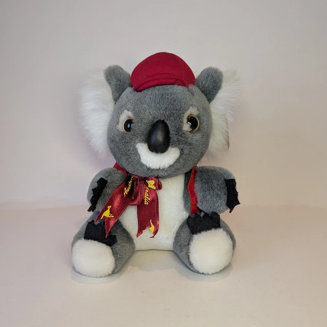VINTAGE HAND CRAFTED Australian Koala Bear Soft Toy Souvenir 8" Red Hat ...