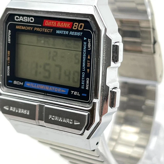 CASIO DATA BANK 80 Watch New Battery Replaced Digital Silver $213.29 ...
