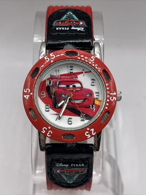 DISNEY KIDS PIXAR Cars Kids Quartz Watch Red & Black Band- New Battery ...