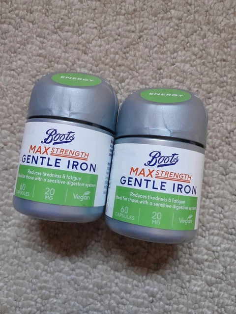 NEW BOOTS GENTLE Iron Max Strength Tablets 60 X2 Packs £9.72 - PicClick UK