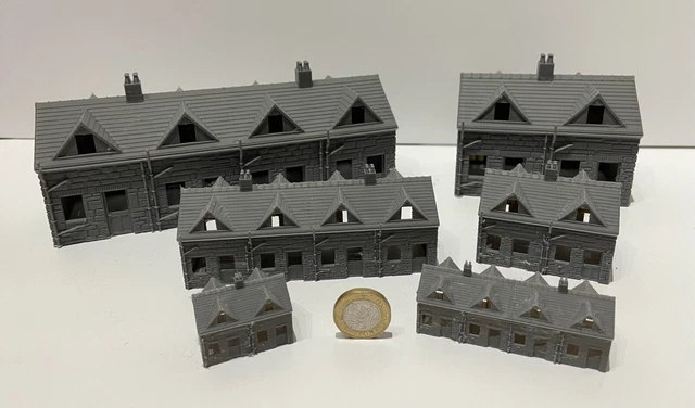 OO GAUGE SCALE Model Railway Layout Building 4 Terrace Houses Diaorama ...