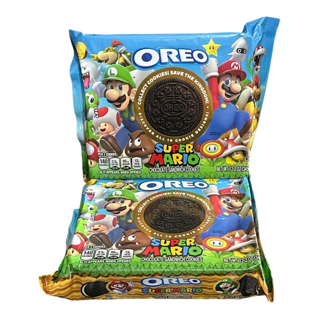 2 PACKAGES SUPER Mario OREO Chocolate Sandwich Cookies Ltd Edition 12.2 ...