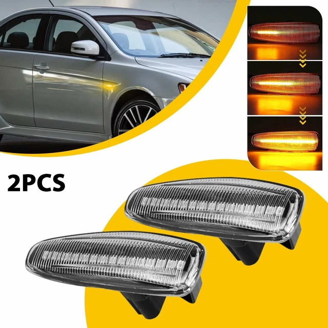 AMBER SEQUENTIAL LED Front Side Marker Lights For 2008-2017 Mitsubishi ...