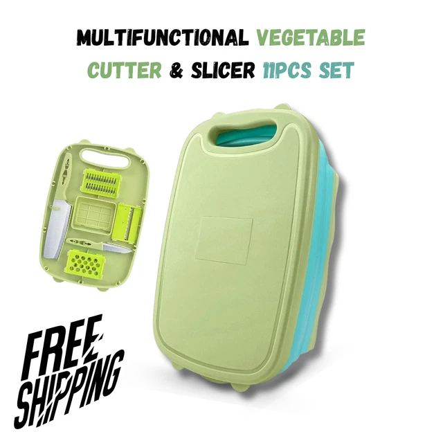 MULTIFUNCTIONAL VEGETABLE CUTTER & Slicer 11PCS Set – Green Kitchen ...