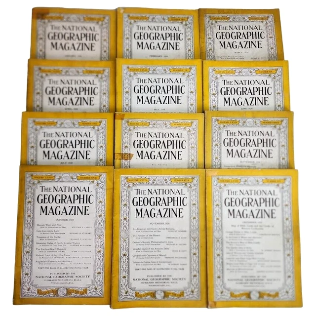 NATIONAL GEOGRAPHIC MAGAZINES 1938 Full Year 12 Issues Vol LXXIII ...