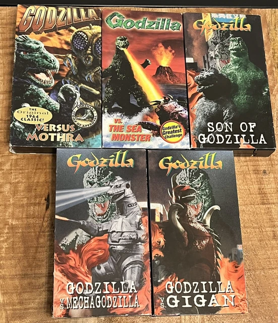 5 PC CLASSIC Godzilla Vhs Tapes Mothra Mechagodzilla Gigan Untested (F ...