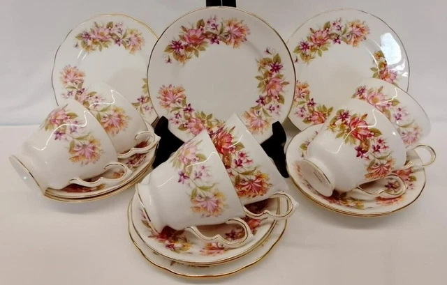 VINTAGE 16 PIECE Colclough Bone China Tea set with 'Wayside' Floral ...