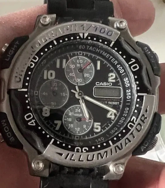 CASIO ILLUMINATOR CHRONOGRAPH, Speedometer Quartz Mda 100 Oversize ...