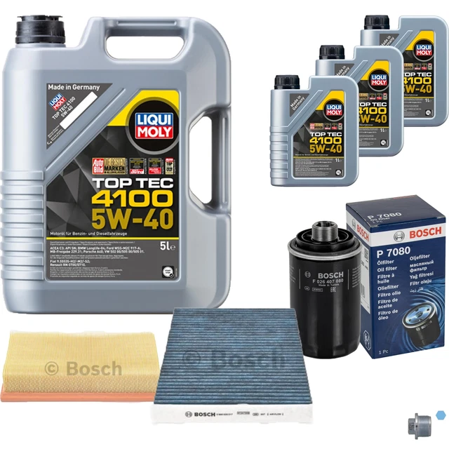 BOSCH INSPECTION SET 8L Liqui Top Moly Tec 4100 5W-40 pour VW ...