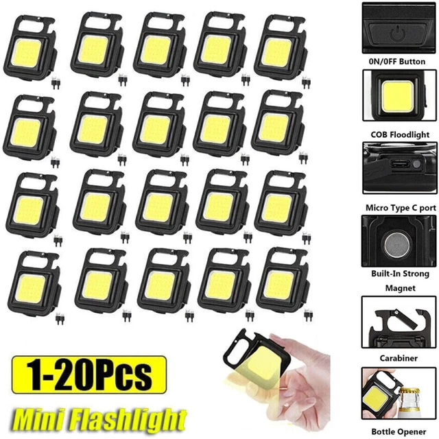 1-20PCS 800LUMENS MINI COB Flashlights Rechargeable Light Keychain USB Keyring $10.99 - PicClick AU
