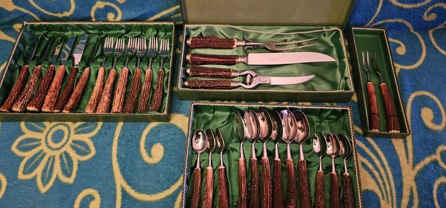 ANTON WINGEN OTHELLO Solingen Besteck Hirschhorn 29tlg 6Pers. EUR 400 ...