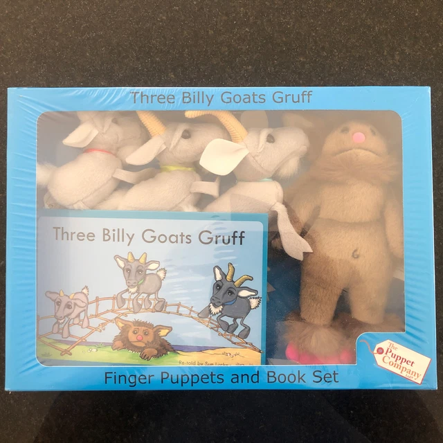 THREE BILLY GOATS Gruff Finger Puppets & Story Book Gift Set Sealed New ...