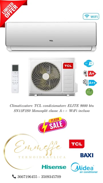 CLIMATIZZATORE CONDIZIONATORE WI-FI TCL Elite F2 9000 BTU inverter R32 ...