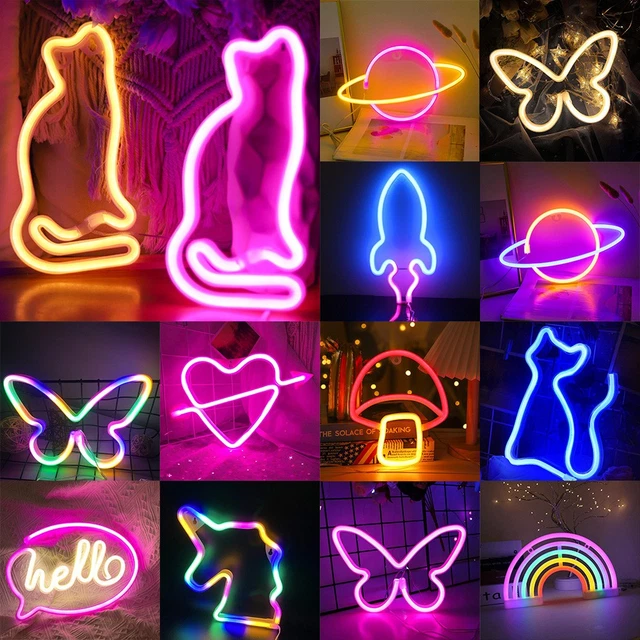 NEON SIGN LIGHT LED Wall Lights Visual USB Bar Lamp Kids Room Night ...