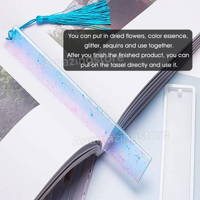 6X RECTANGLE SILICONE Bookmark Mould Pendant Resin Epoxy Mold Casting ...