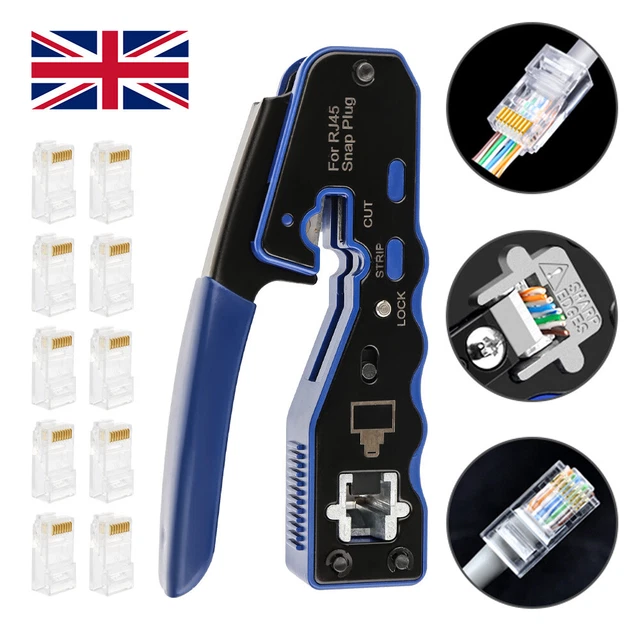 RJ45 EZ CRIMPING Tool Latest Crimper For Pass Through Uk Connectors Cat ...