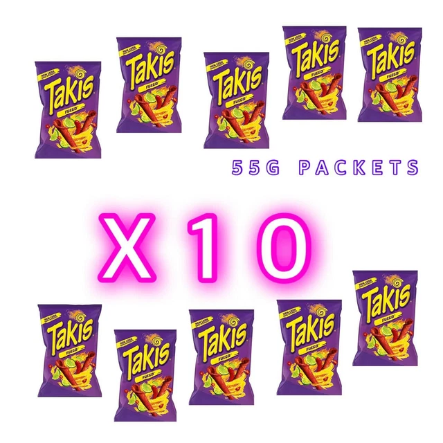 NEW X10 TAKIS Fuego Hot Chilli Crisps 55g Packs American USA Import ...
