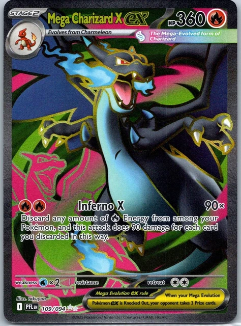 POKEMON TCG MEGA Charizard X EX - Phantasmal Flames 109/094 Full art ...