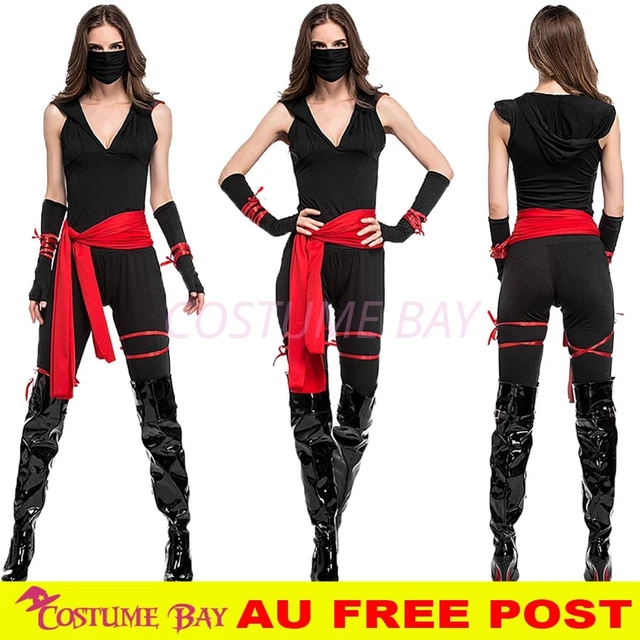 Sexy Womens Deadly Spirit Black Ninja Samurai Assassin Warrior Costume