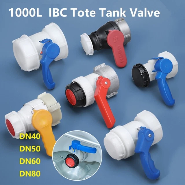 IBC TANKS 1000L Stop Valve Butterfly Valve DN40 DN50 DN60 DN80 Adapter ...