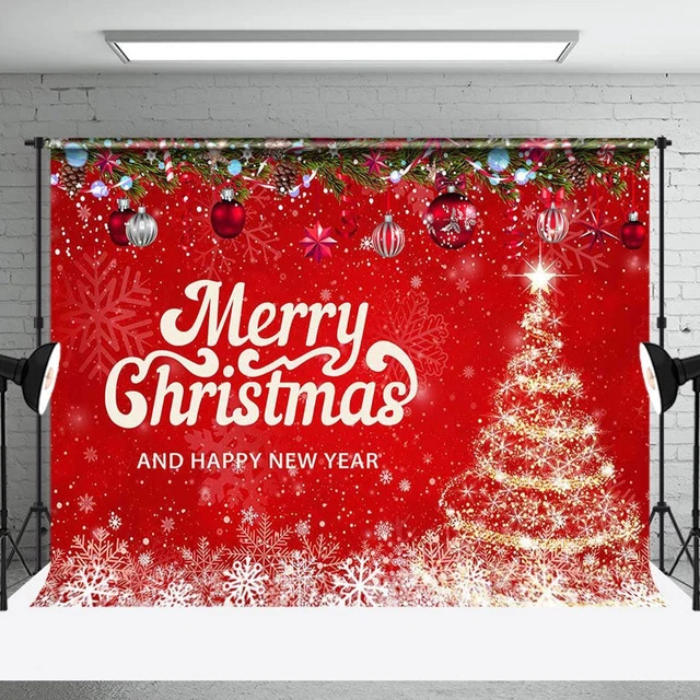 SNOWY RED MERRY Christmas Happy New Year Backdrop $37.90 - PicClick AU