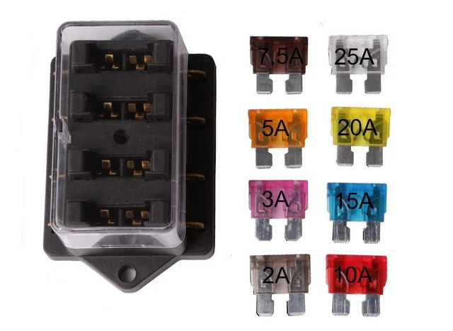 12V/24V 4-WAY FUSE holder fuse box fuse box 8 car fuses £6.42 - PicClick UK