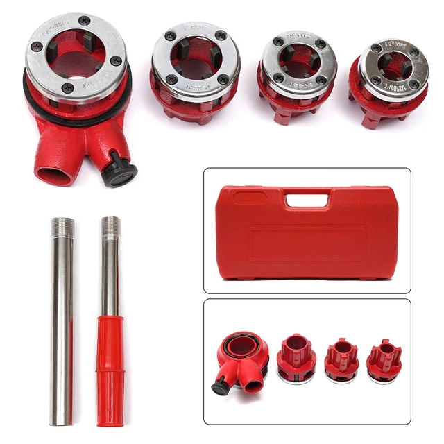 RATCHET PIPE THREADER Iron Pipe Threading Kit Detachable & 4 BSPT Dies ...