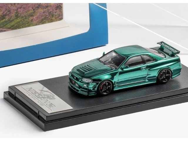 NISSAN SKYLINE GT-R (R34) - Nismo Z Tune - chrome green carbon - FuJi 1:64 EUR 42,90 - PicClick FR