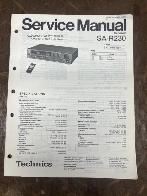 TECHNICS / PANASONIC SA-R40 Stereo System Service Manual *Original* £11 ...