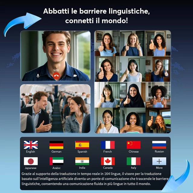 AI CUFFIE TRADUZIONE Simultanea, 2026 Auricolari Bluetooth 6.1 Wireless ...