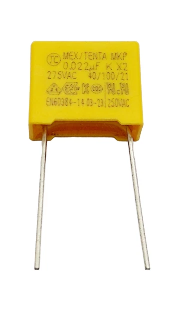 MINI FILM CAPACITOR Yellow 0.022 µF 230 V, 40/100/21, 250VAC ...